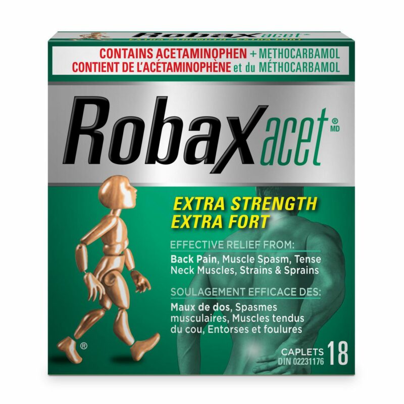 Robax acet Extra Strength Back & Muscle Pain 18 caplets진통제, 근육이완제 ...